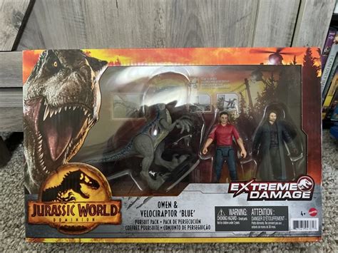 Mattel Jurassic World Owen Grady And Velociraptor Blue 38 Inch Action