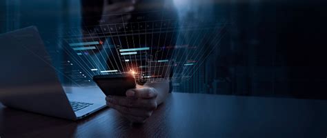 Ai 관리로 작업하는 프로젝트 관리자는 마일스톤 진행 계획 및 Gantt 차트 일정 가상 다이어그램으로 작업을 업데이트합니다 가상 화면에서 스마트폰 버튼을 누르는 사업가