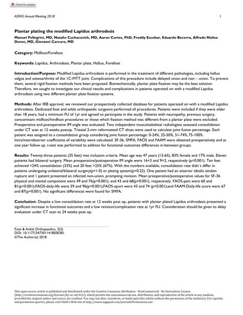 Pdf Plantar Plating The Modified Lapidus Arthrodesis