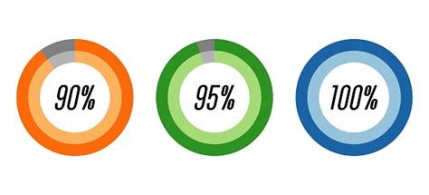 90 95 100 Percent Circle Shape Diagrams Colorful Percentage Infographic