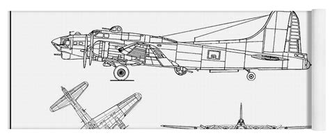 B 17 Flying Fortress Airplane Blueprint Drawing Plans For The Wwii
