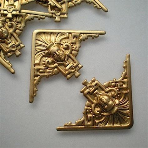 6 Brass Art Deco Corner Brackets Zc240 Etsy