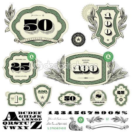 Vector Money Badges And Financial Frames With Leaf Decorations Money