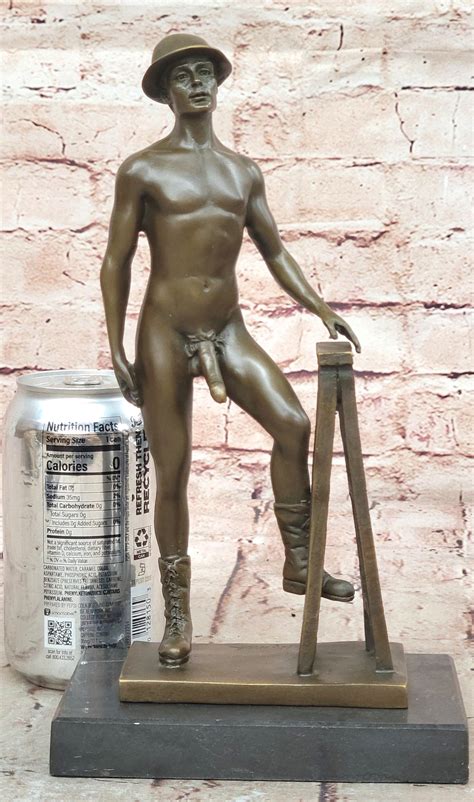 Signed Original Artwork Construction Worker Gay Solid Bronze Sculpture