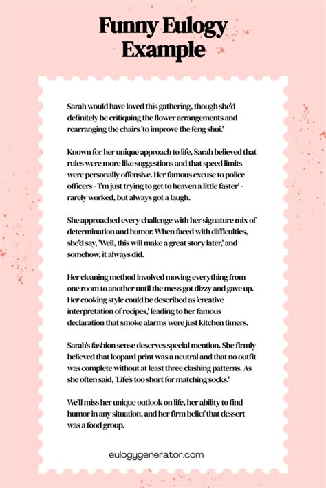 5 Funny Eulogy Templates To Use As Inspiration Eulogies By Jen