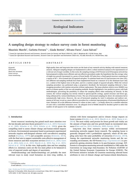 PDF A Sampling Design Strategy To Reduce Survey Costs In Forest Monitoring