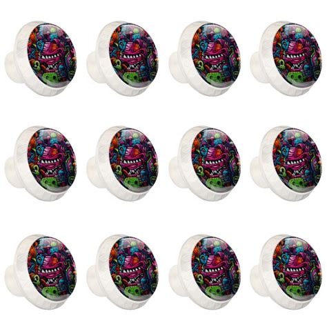 Doodle 12 Pcs White Round Drawer Pulls With Screwsabs And Glass