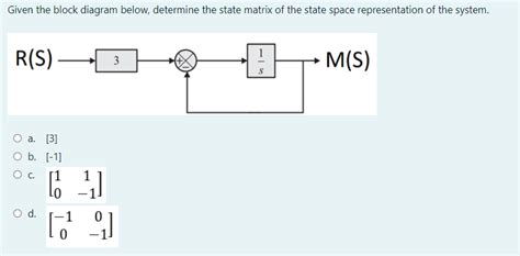 Solved Given The Block Diagram Below Determine The State Chegg