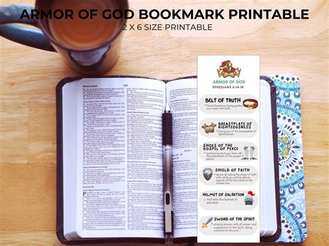 Armor Of God Bookmark Printable Pdf Double Sided Christian Bible
