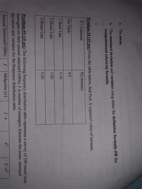 Solved A The Mean B The Standard Deviation And Variance Chegg