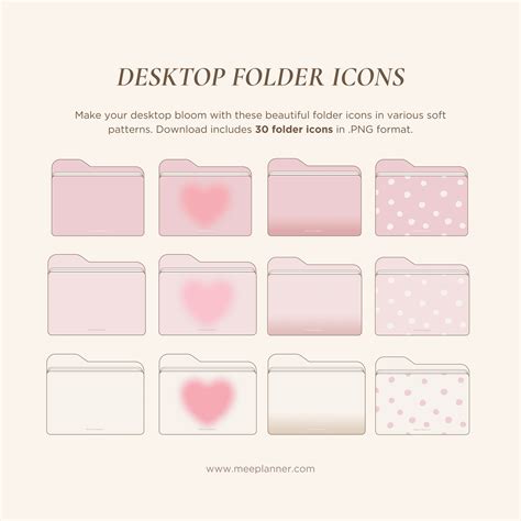 30 Soft Pink Desktop Folder Icons 9802097656091