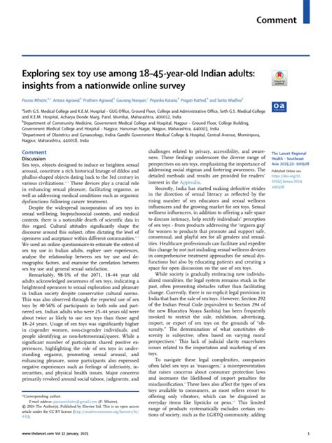 Sex Toys Study Mhatre P Et Al Lancet Sea Pdf Human Sexuality