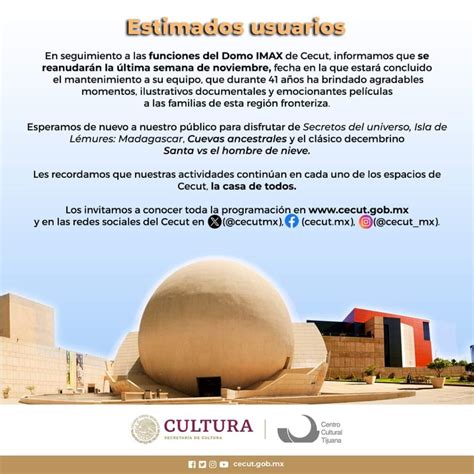 Cecut Anuncia Reapertura De Cine Planetario En La última Semana De