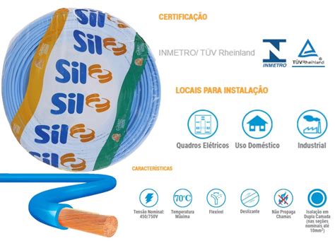 Cabo Flexível 16mm 15 Metros 450v 750v Sil Cabo Flex 16 Mm Azul