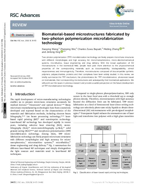 Pdf Biomaterial Based Microstructures Fabricated By Two Photon