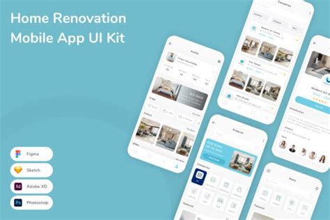 Home Renovation Mobile App Ui Kit Graphic By Betush · Creative Fabrica