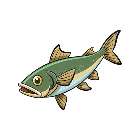 Brightly Colored Pacific Cod Fish Illustration With Detail Stock