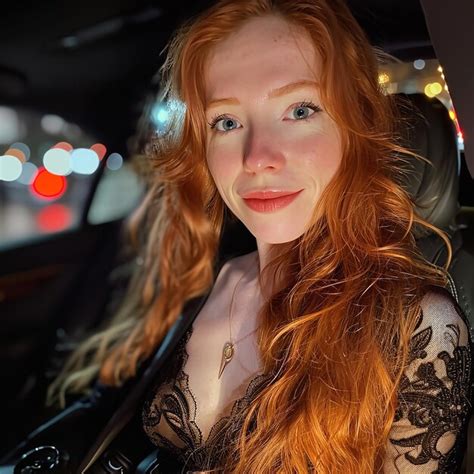 Fabulous Redhead Woman Sporting A Black Dress And Taking Selfies In Her