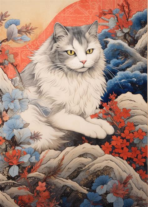 Japanese Cat Poster Japanese And Ukiyo E Posters Poster Wall