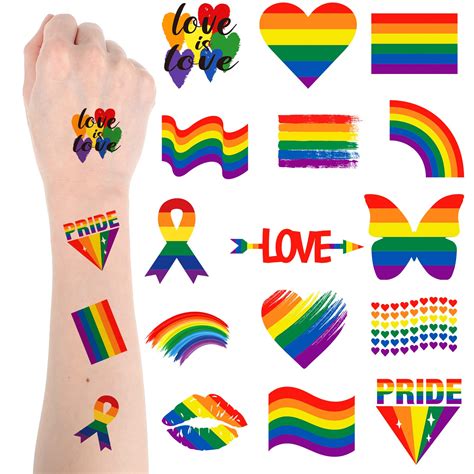 Loopeer 600 Pcs Pride Temporary Tattoos Rainbow Temporary Tattoos