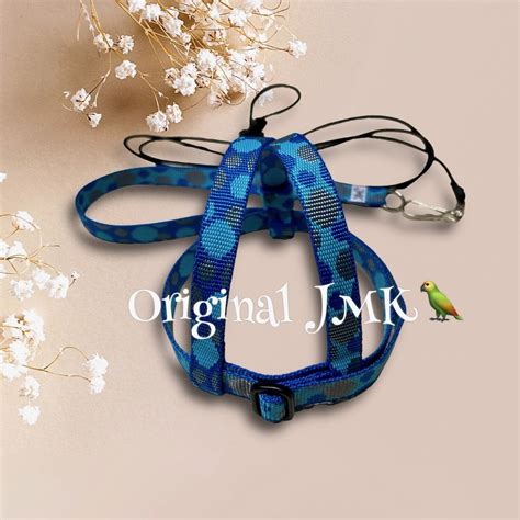 Jmk Harness And Leash Color Gorgeous Blue Print Size Small 190 425 Grams Timneh Grey