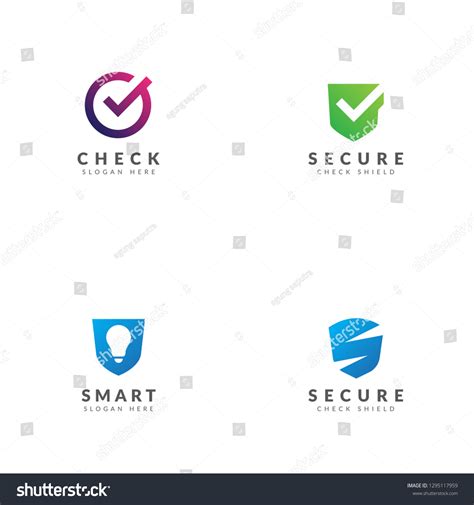 Security Logo Template Collection Check Mark Stock Vector Royalty Free 1295117959 Shutterstock
