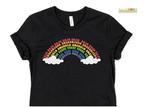 Los Colores Vocabulary Rainbow Tee Spanish Teacher Shirt Bilingual