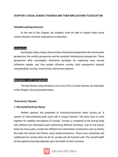 Chapter 3 Social Science Theories And Their Implications To Education