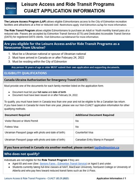 Leisure Access Ride Transit Application Information Pdf Travel Visa