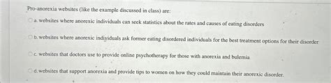 Solved Pro Anorexia Websites Like The Example Discussed In