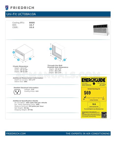 Friedrich Uct08a10a Uni Fit Smart Specification Sheets
