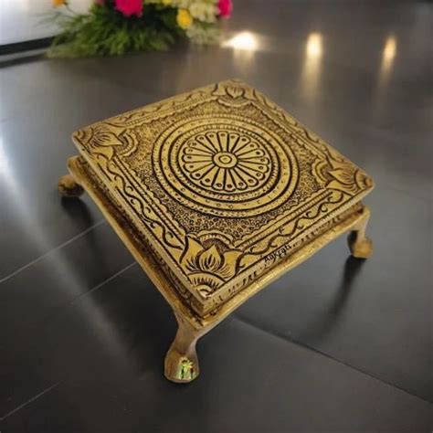 Aakrati Handcrafted Brass Pooja Chowki Small Brass Table To Put Pooja