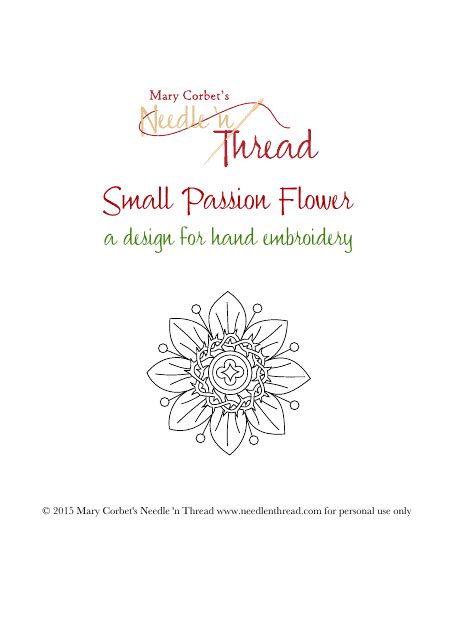 Small Passion Flower Embroidery Pattern Template Download Printable Pdf