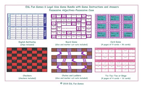 Possessive Adjectives Possessive Case 6 English Legal Text Game Bundle