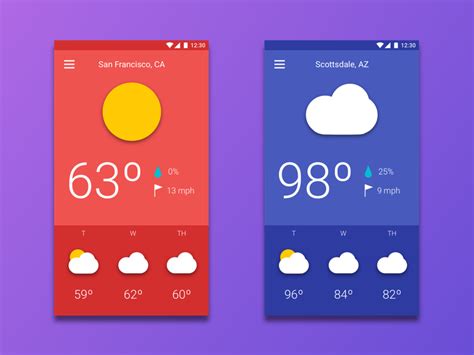 Material Weather UI On Behance
