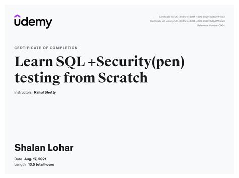 shalan lohar on linkedin completed sql security pen testing from