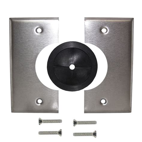 Cable Pass Through Wall Plate Double Gang Stainless Steel Split