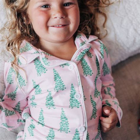 Pink Christmas Tree Button Down Pajamas Sugar Bee Clothing