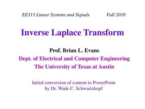 Ppt Inverse Laplace Transform Powerpoint Presentation Free Download