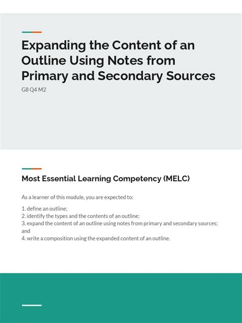 Expanding The Content Of An Outline Using Notes From Primary And