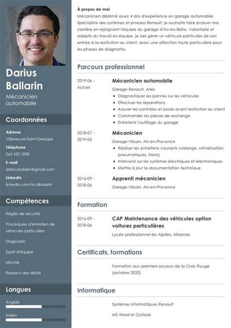 Exemple De Cv Mécanicien Automobile Ingénieur Etc