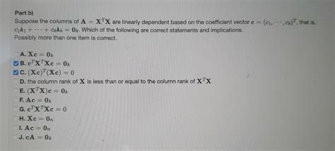 Solved This Is A Problem On Linear Dependent Columns Of The