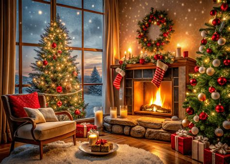 Christmas Holiday Decor Fireplace Background Images Hd Pictures And