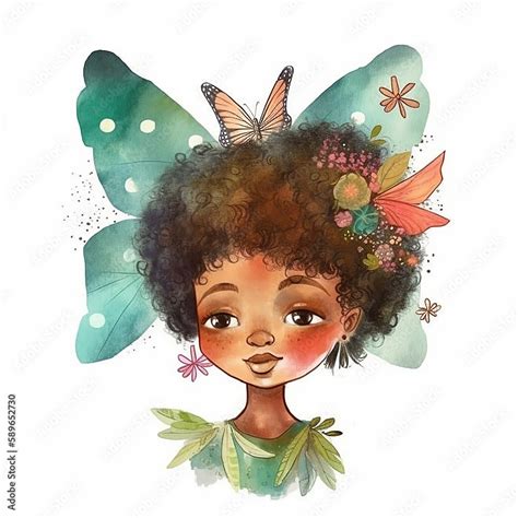 Clip Art In Stile Acquerello Di Simpatica Fatina O Elfo Di Colore Sfondo Bianco Scontornabile