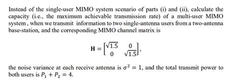 Solved Instead Of The Single User Mimo System Scenario Of