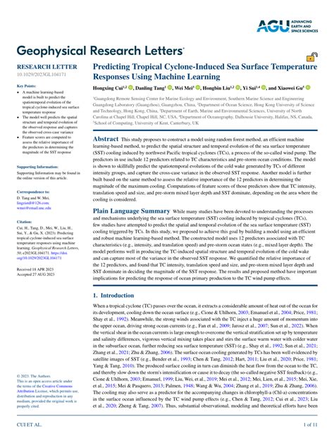 Pdf Predicting Tropical Cyclone‐induced Sea Surface Temperature