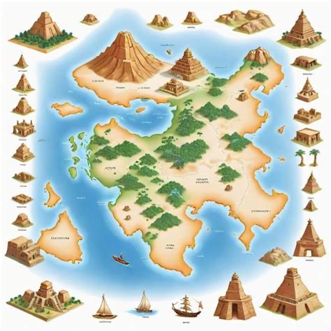 Ancient Civilization Map Detailed Vector Set Premium Ai Generated Vector