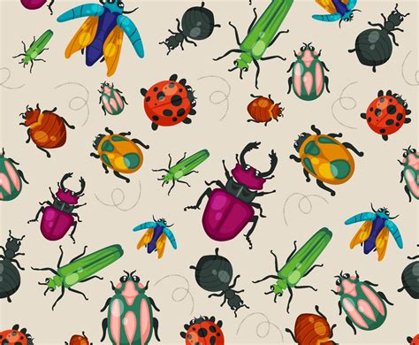 Seamless Pattern Bug And Insects Vector Art And Graphics