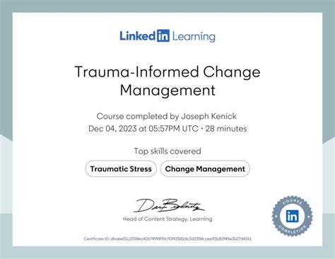 Joseph Kenick On Linkedin Certificate Of Completion