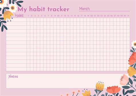 Floral Habit Tracker Monthly Aesthetic Lilac Design